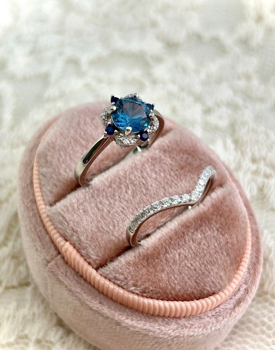 Sapphire Wedding Rings Sets Platinum Sapphire & Diamond 2 Stone