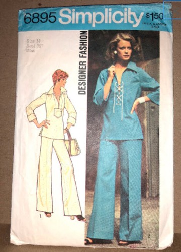 1970s #6895 Vintage Simplicity Sewing Pattern - Top & Pants, Size14 ...