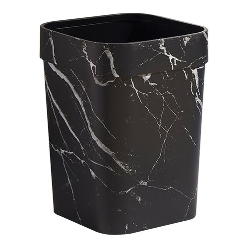 Square Trash Can Small Bin Marble Office Garbage Pail Bathroom Black ...