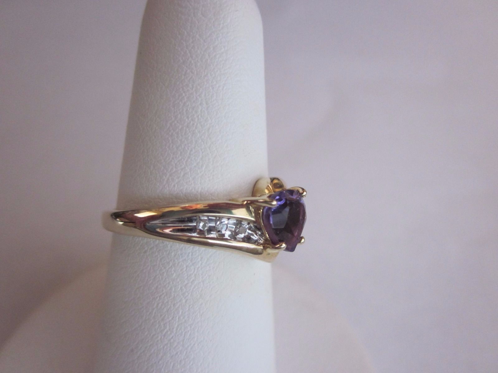 Samuel Aaron - THL - Yellow Gold 10K Amethyst Heart and Diamond Ring | eBay