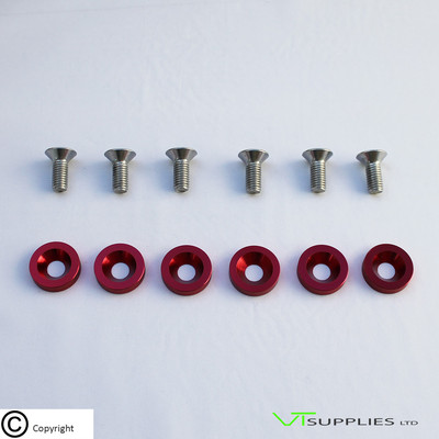 Red M8 Anodized Aluminium Fender Washer Kit for Engine Bay - SS/Bolts ...