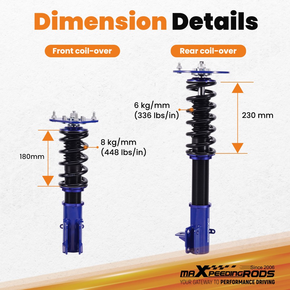 Front + Rear Coilover Shocks Kits for Dodge Neon 00-05 & SRT-4 03-05 | eBay