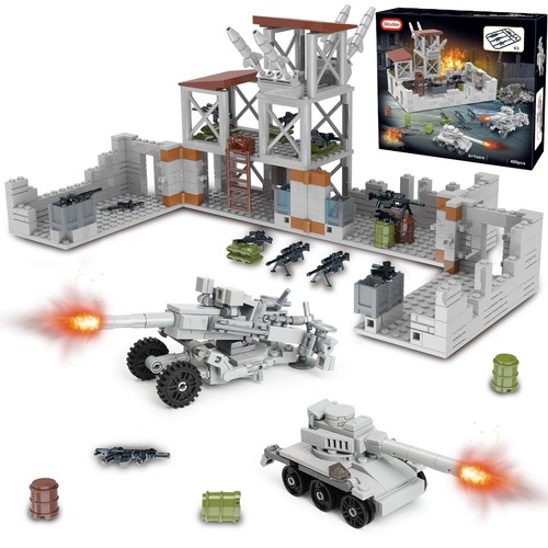 Sitodier Military Base Building Toy for Boys 489 pcs Army Defence Base ...