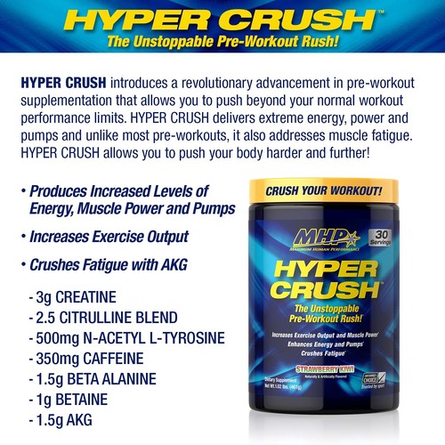 Hyper Crush Pre Workout Powder, Increases Energy, Muscle Pumps, Power, Fights... 666222009988| eBay