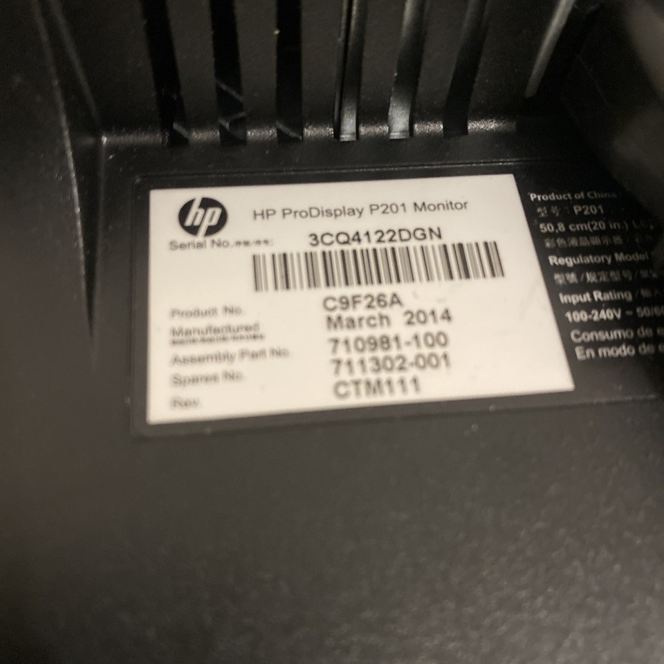 HP ProDisplay P201 20-inch 1600x900 HD Widescreen LCD Monitor TESTED | eBay