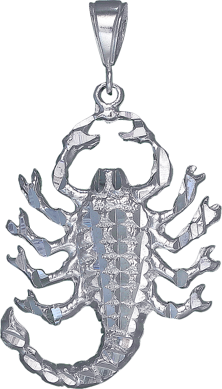 Sterling Silver Scorpion Charm Pendant Necklace Diamond Cut Finish with ...