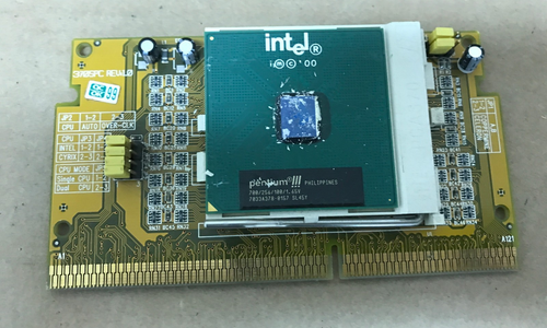Chaintech Slot 1 to Socket 370 adapter, with Intel Pentium III CPU ...