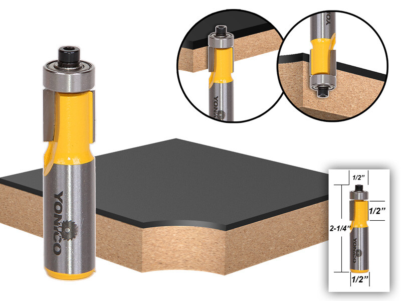 1/2" Height X 1/2" Diameter Flush Trim Router Bit - 1/2" Shank - Yonico ...