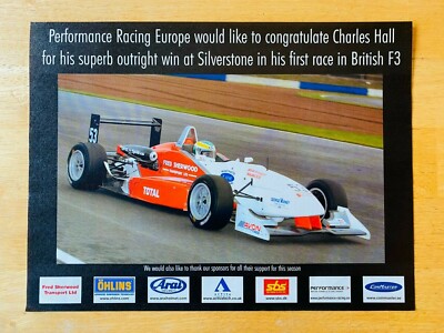 CHARLES HALL BRITISH F3 PERFORMANCE RACING EUROPE POSTER ADVERT A4 SIZE ...