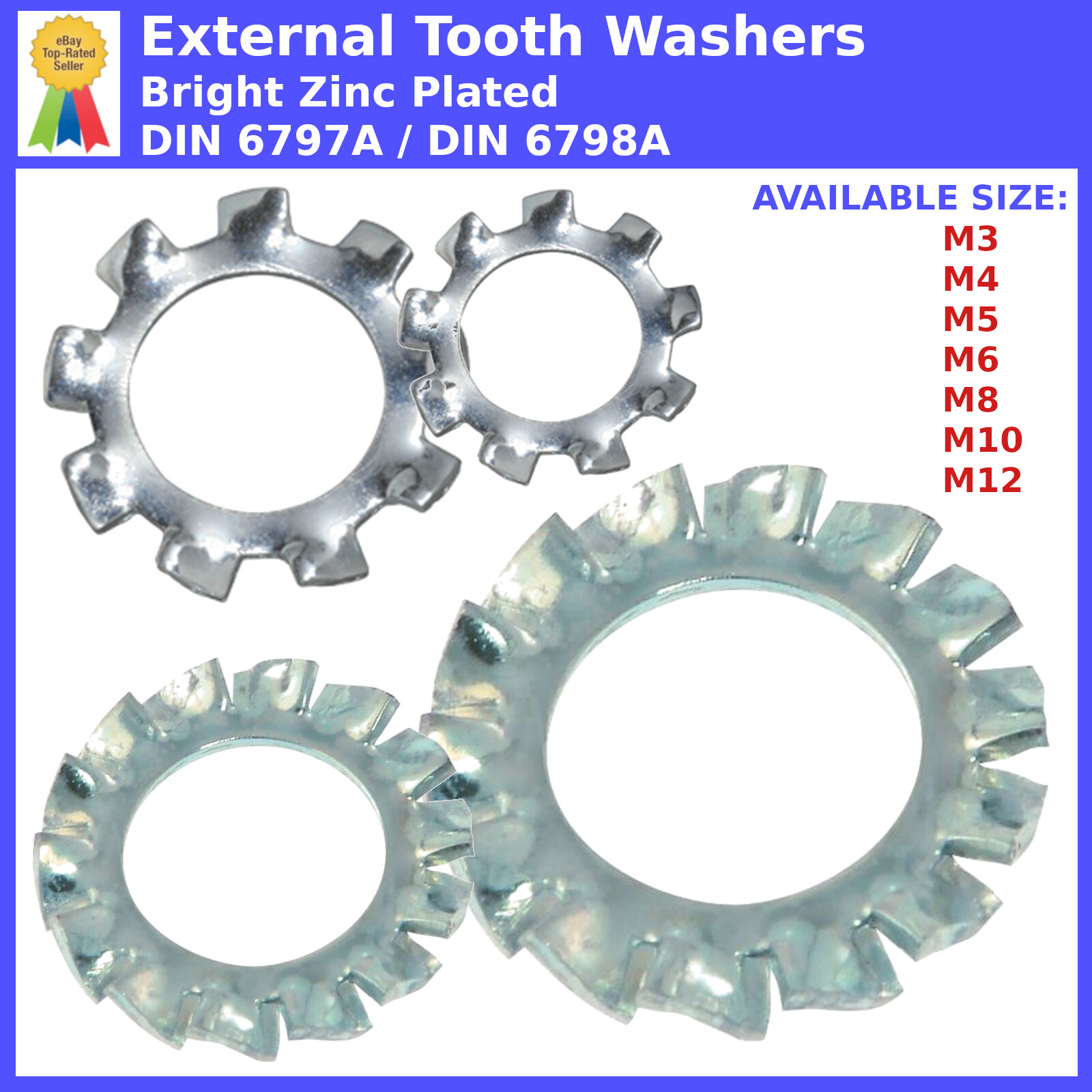 M3 M4 M5 M6 M8 M10 M12 LOCK WASHERS EXTERNAL TOOTHED SERRATED ...
