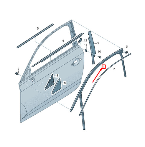 AUDI A3 SPORTBACK 8V FRONT RIGHT WINDOW CHANNEL 8V5837440A ORIGINAL NO ...