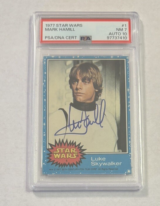 Mark Hamill Luke Skywalker Signed Auto 1977 Topps Star Wars 1 PSA DNA 7 ...