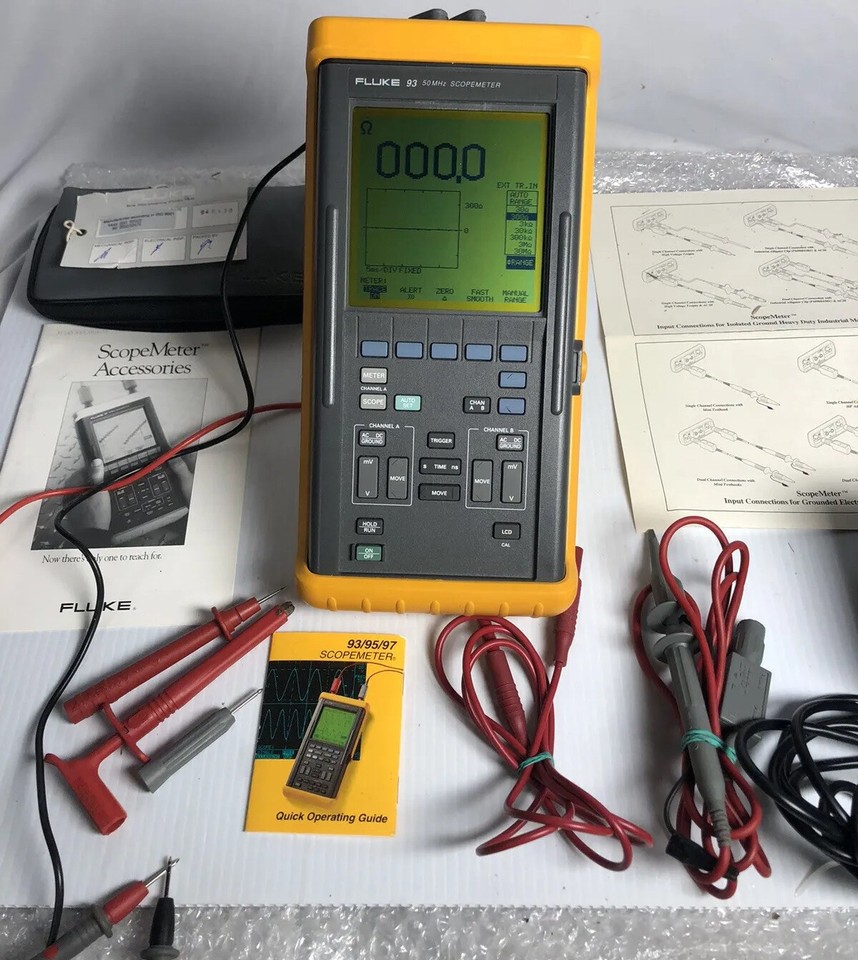 Fluke 93 Auto Scopemeter Dual Trace 50 MHz Handheld Oscilloscope ...
