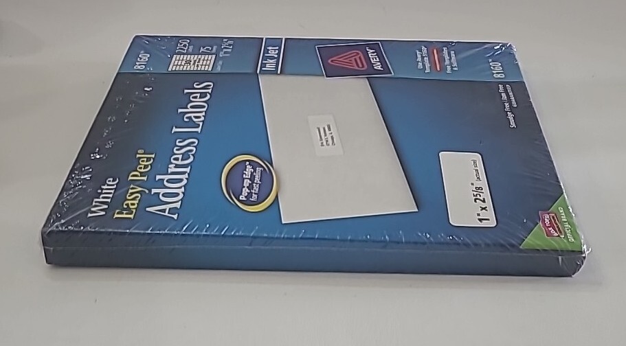 Avery Easy Peel 8160 White Mailing Labels 2250 Ink Jet 1" X 2 5/8" for ...