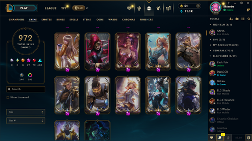 League of Legends Acc (972 skins Plat 4 rank) 79 Legendaries, 27 Mythic ...