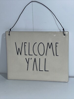 Rae Dunn Home Decor Wall Hanging Welcome Y'all Sign Wall Hanging White ...
