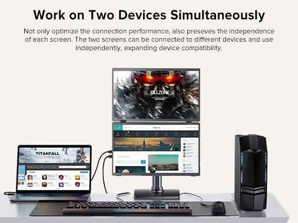 2024 Dual Stacked 15.6" Folding Monitor Triple Portable Display w ...