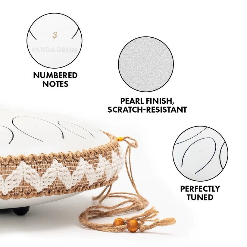 PANDA DRUM® • PRO Handcrafted Authentic 15" steel tongue drum with 15 ...