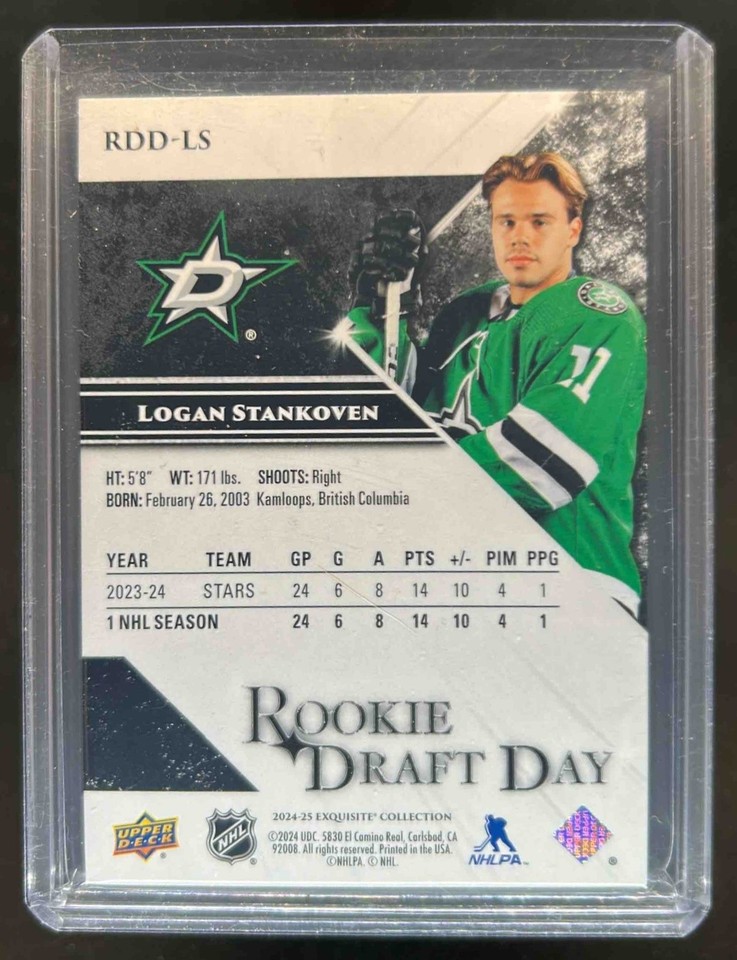 2024 Black Diamond Logan Stankoven Exquisite Rookie Draft Day #/349 | eBay