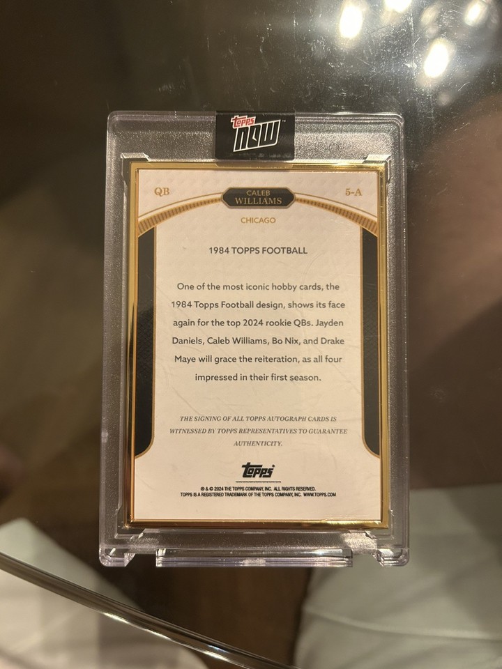 2024 Topps Now NFL Caleb Williams Rookie Campaign ON CARD AUTO Gold SSP ...