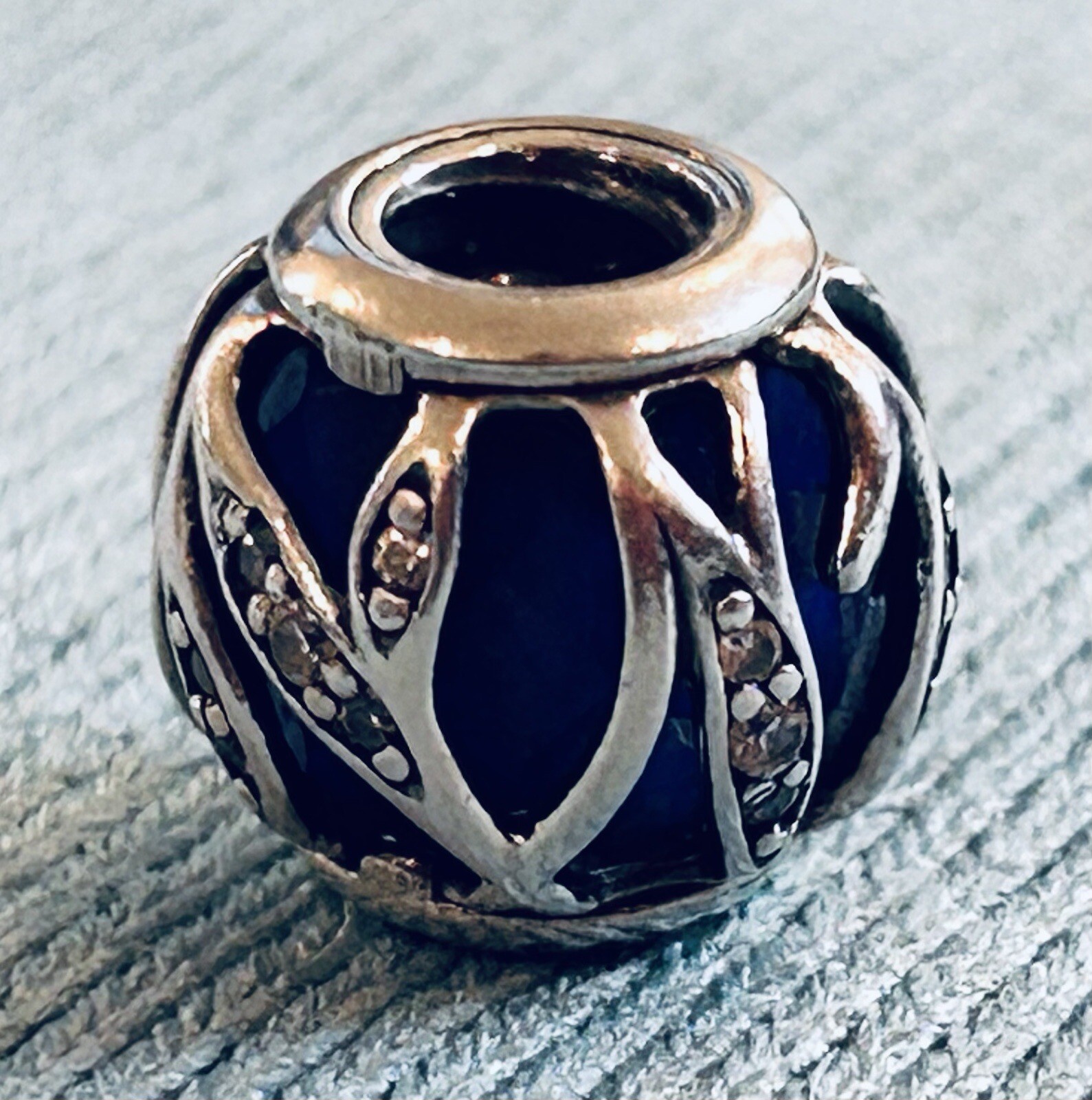 Pandora Royal Blue Nature's Radiance Glass & CZ Charm - Gem