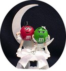 M & M Candy Wedding Cake Topper Mr Your Pick Groom Mrs GREEN Bride M&M ...
