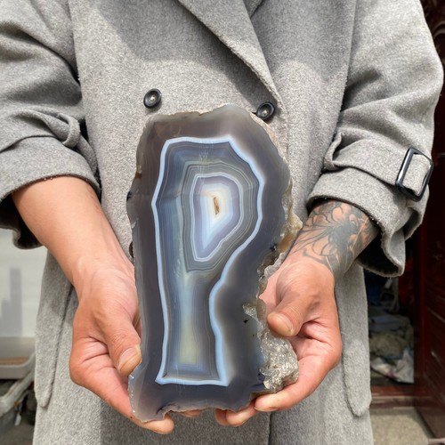 1204g Large Banded Agate Chalcedony Quartz Crystal Display Specimen ...