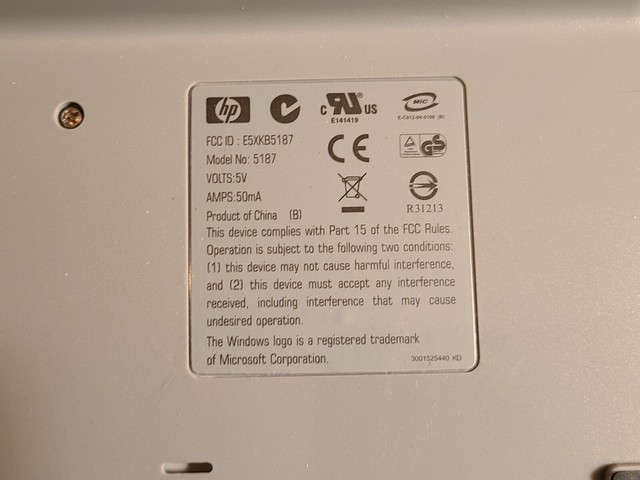 HP Internet Wired Computer Keyboard PN 5187-7583 Model 5181 for sale ...