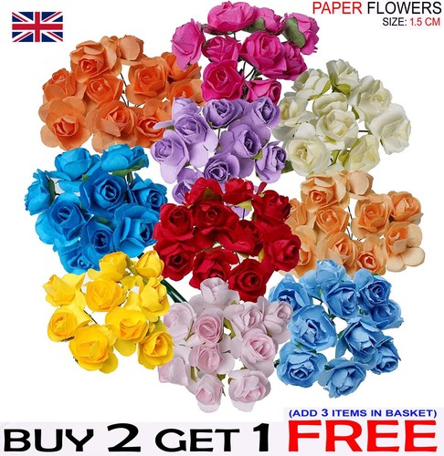 144 PCS MULBERRY PAPER ROSES/FLOWERS 11 colors and 1.5cm flowers ...