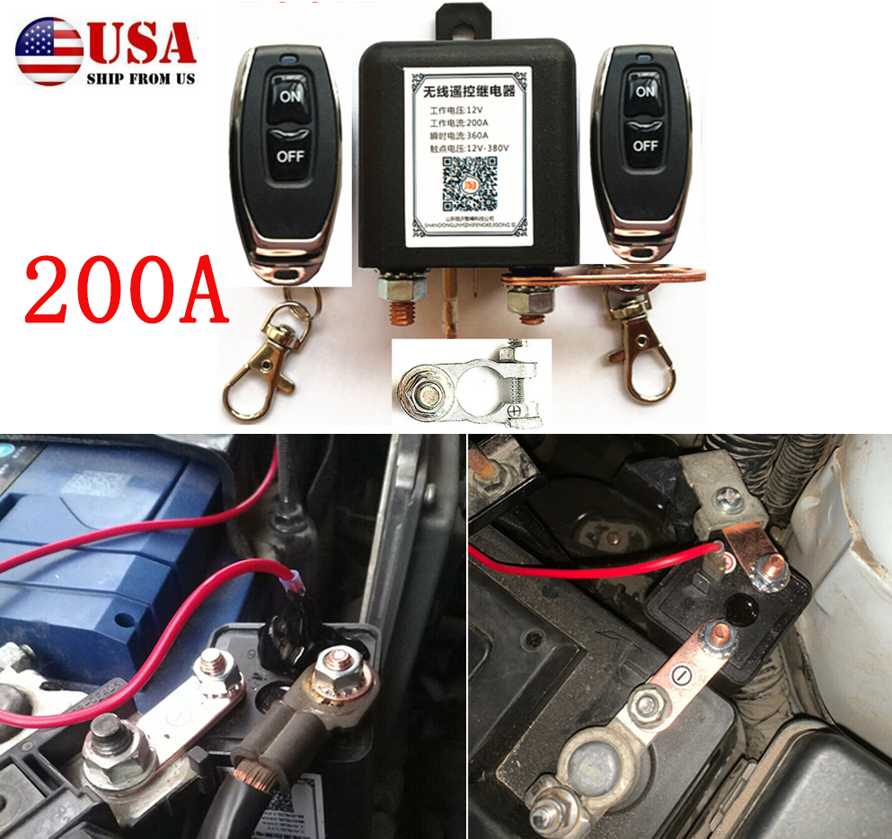 12V 200A Universal Car Battery Remote Control Breaker Switch Power ...