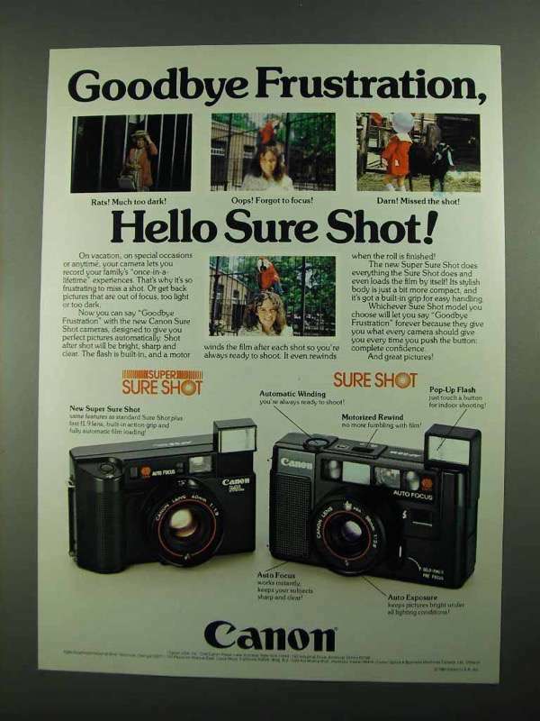 1981 Canon Super Sure Shot and Sure Shot Cameras Ad | eBay