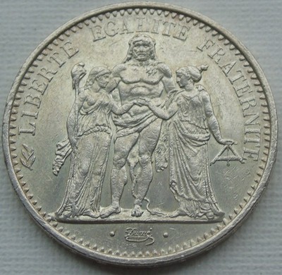 1967 France Silver 10 Francs Hercules Group, 38mm 25.04g, 0.900 Silver ...