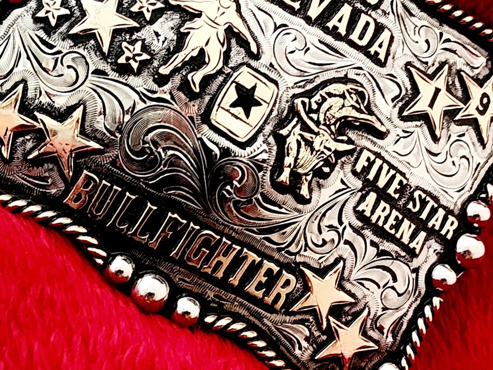 Rodeo Trophy Buckle Championship☆RENO NEVADA Bullfighter☆2019☆RARE☆630 ...
