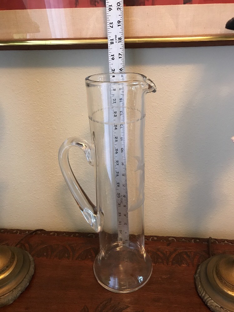 HAWKES Martini HUGE COCKTAIL Pitcher & Sterling & Glass Stirrer/Muddler ...