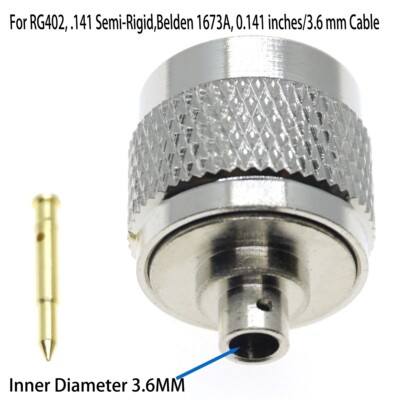 N male plug solder For semi-rigid RG402 0.141" RF Coaxial Coax Cable ...