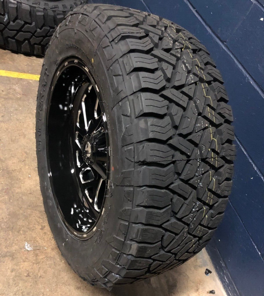 20x10 Fuel D581 Triton Black Wheels Rims 33" Fuel AT Tires 8X170 Ford ...