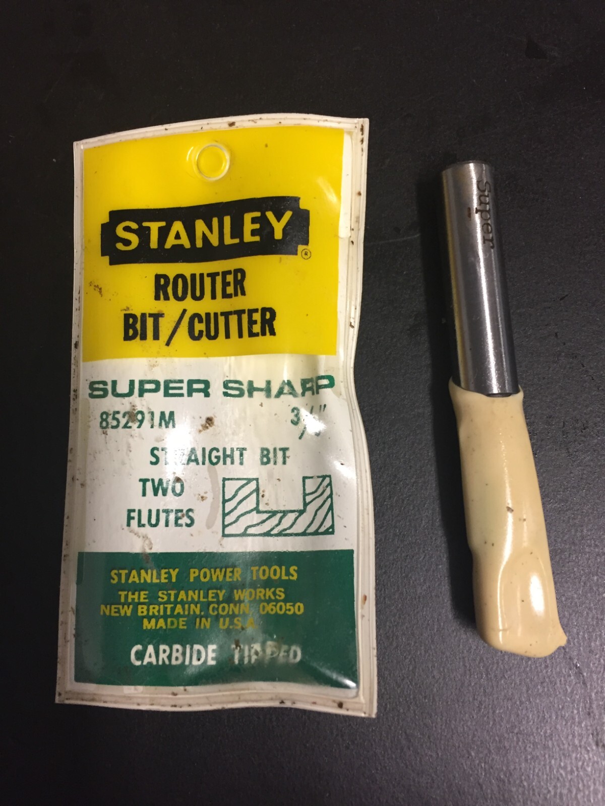 Stanley NOS #85291M, Router Bit Cutter, 3/8" Straight Bit Carbide | eBay