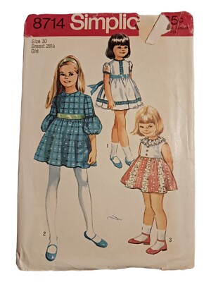 Simplicity Vintage Printed Patterns 8714 Child's and Girls Dress Size ...
