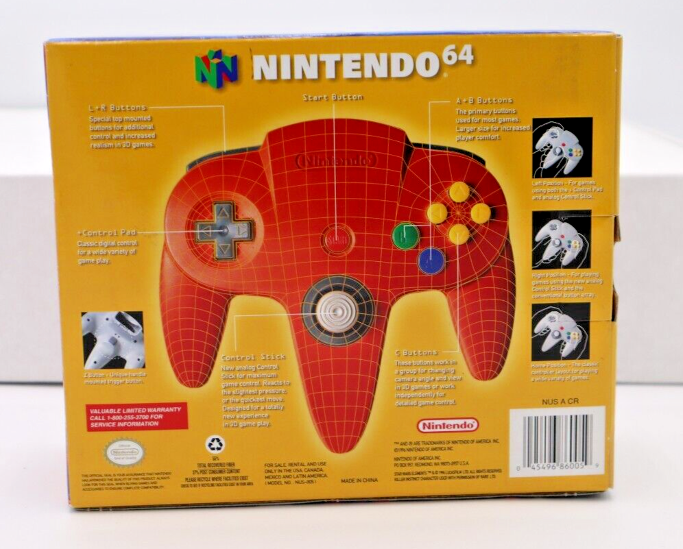 Nintendo 64 Red Gaming Controller *BOX AND CONTROLLER ONLY* 45496860059 ...