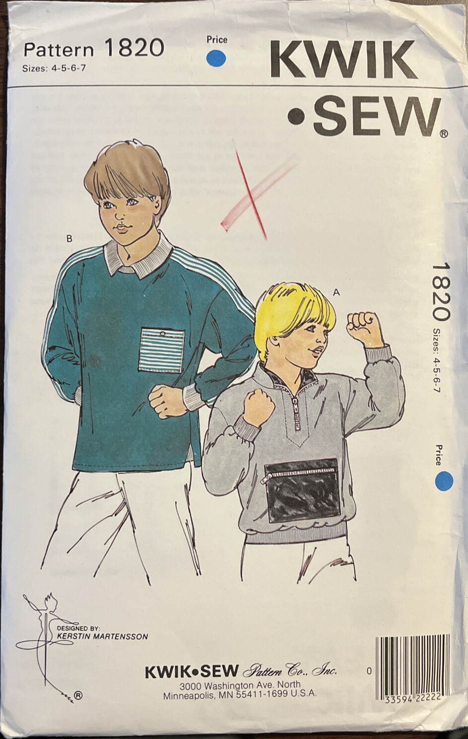 Vintage KWIK SEW Pattern 1820 Boys Loose Fitting Knit Shirts Sz 4-7 ...