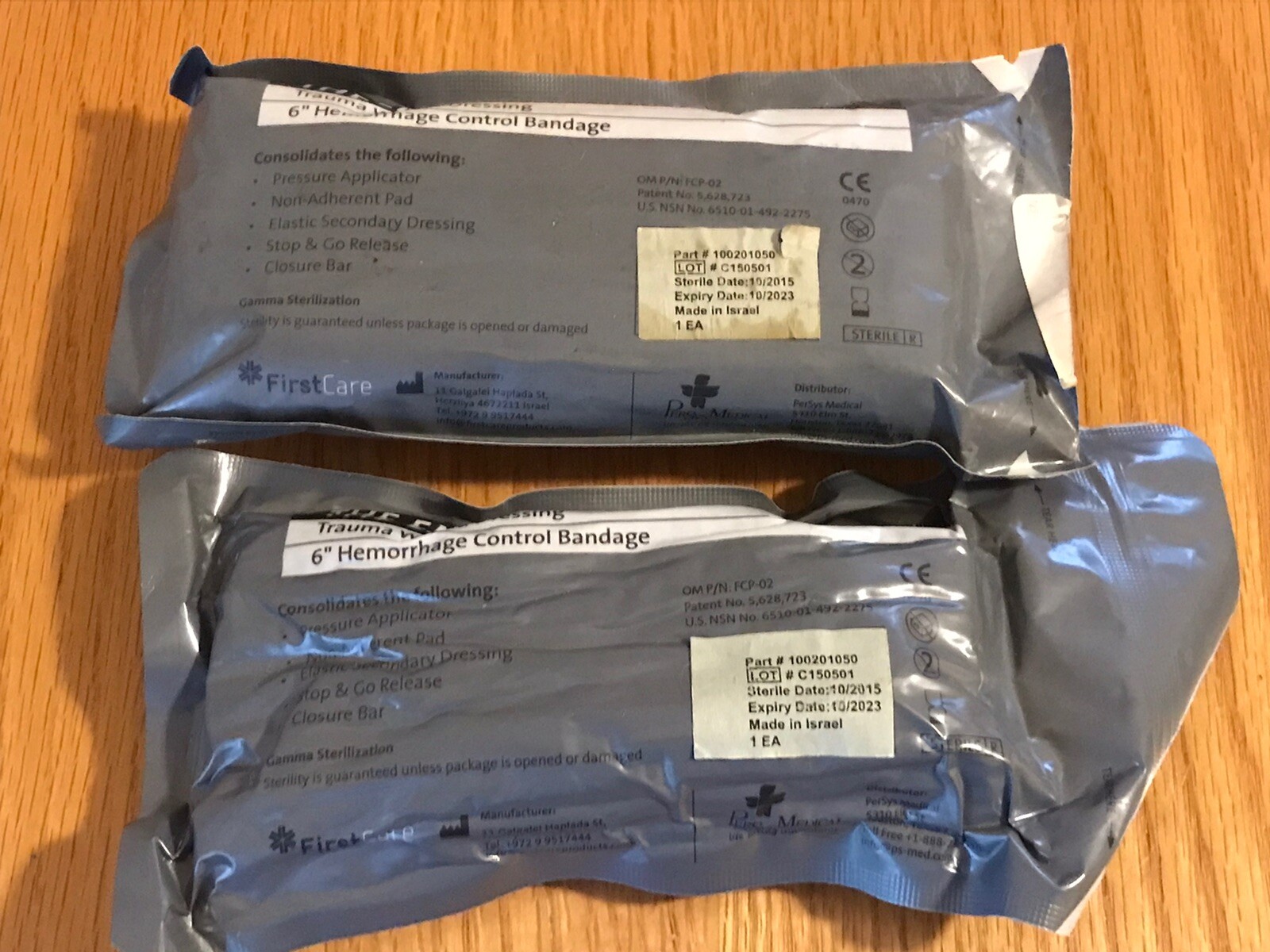 **LOT of 2** The Emergency Bandage 6" Hemorrhage Control Israeli ...