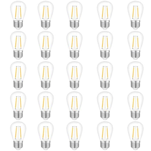 25Pack 2W S14 LED String Light Bulbs Replacement, 120LM, 2700K Warm ...