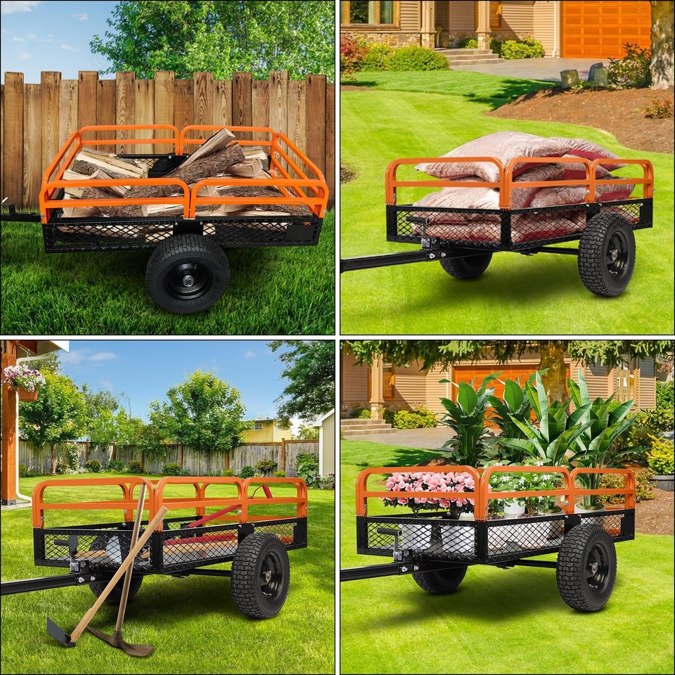 For ATV / UTV Heavy Duty Utility Cart Cargo Trailer Tow Behind Dump ...