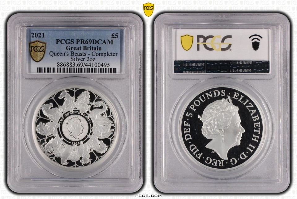 UK Great Britain £5 2021 PCGS PR69 Silver 2oz. 'Queen's Beasts ...