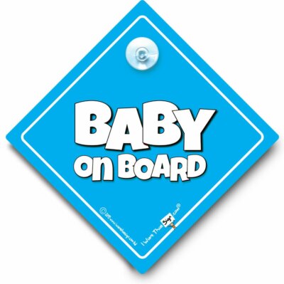 Baby On Board Sign, Baby Boy On Board BIG TEXT, Blue Suction Cup Car ...
