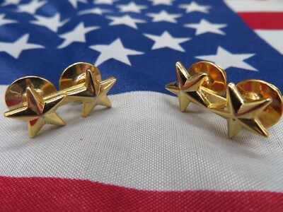 2 Star Rank Gold Shirt Collar Major General Sheriff Police Fire Chief ...