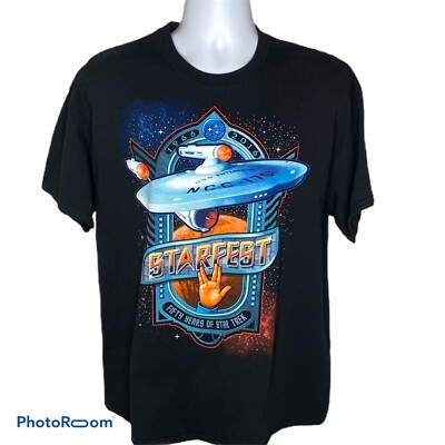 Star Trek Starfest 50 Years Mens XL T Shirt Black USS Enterprise Denver ...