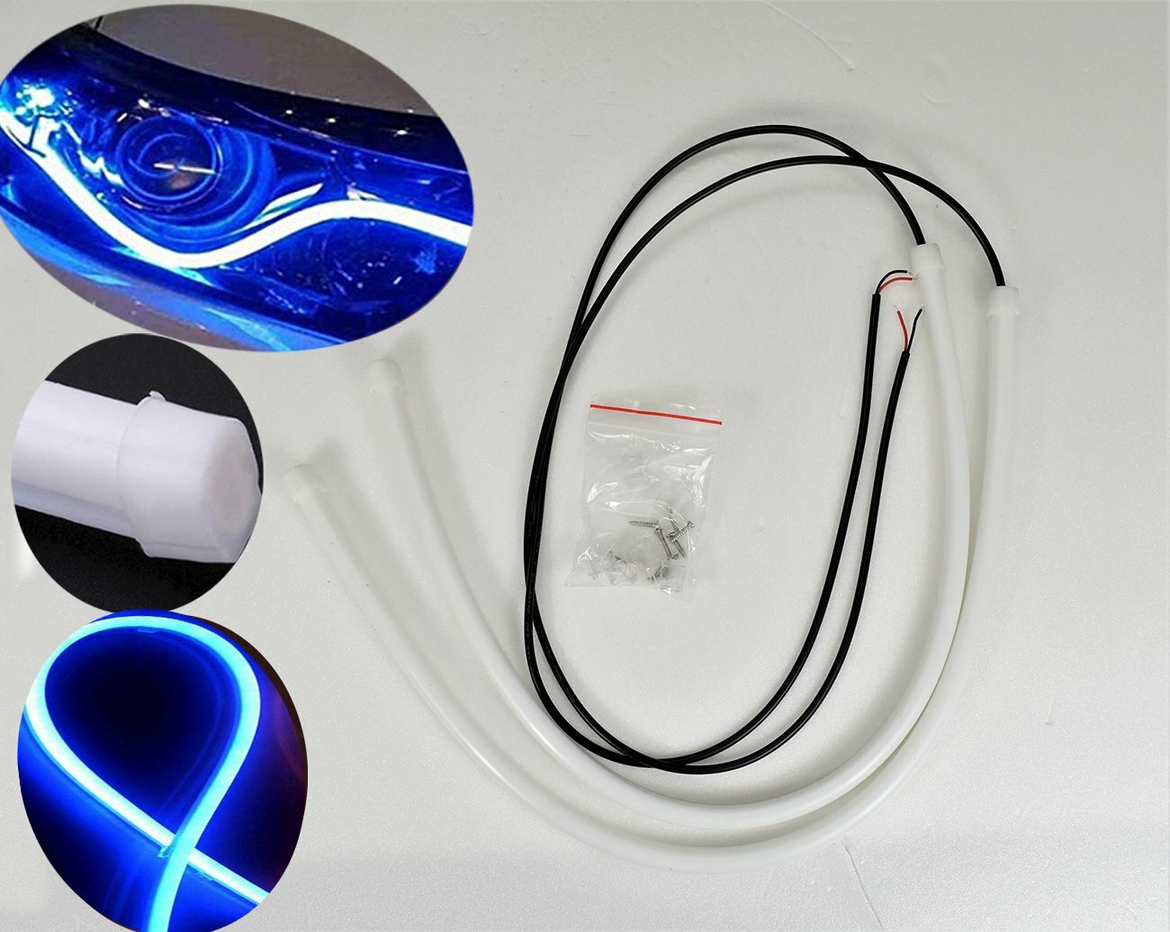 Universal DRL Ice Blue LED Strip Flexible Front Signal 30cm Fits Au Bu ...