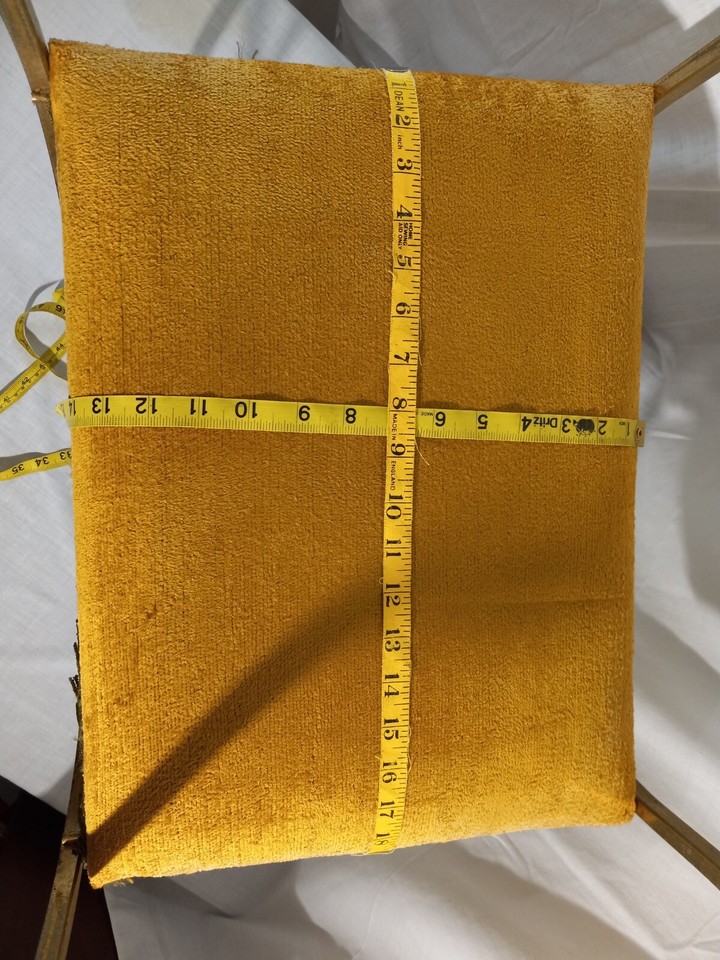 Vintage Hollywood Regency Style Vanity Stool Bench Gold Olive Green ...