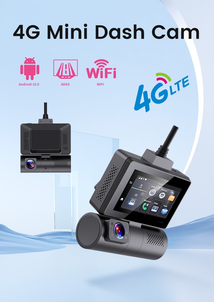 1080P 4G Dash Cam Android 10 GPS Navigation ADAS FHD Dual Lens Auto ...